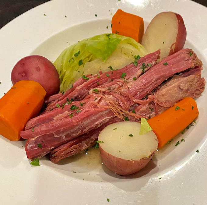 Traditional corned beef and cabbage that's so tender, it practically melts on your fork, surrounded by garden-fresh vegetables.