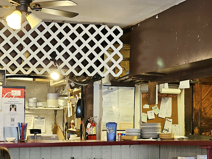 Behind the scenes at pasta central! This bustling counter is where the magic happens, one steaming plate at a time.