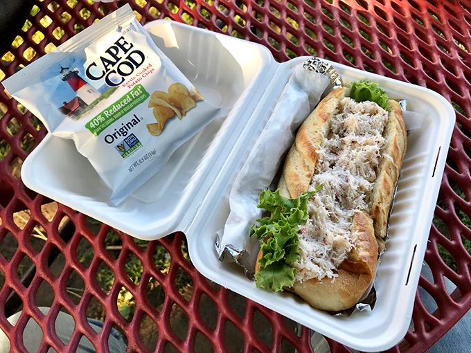 Another angle on perfection: fresh crab meat treated with the respect it deserves, served on a pillowy roll.