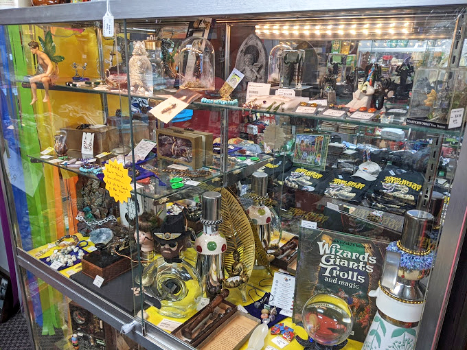 From mystical crystals to wizard wands, this display case is where Harry Potter meets the American Southwest.