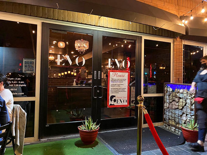 The pearly gates of pasta heaven. EVO's entrance promises a night of culinary delights that'll have you saying "grazie" with every bite. Photo credit: Steve A.