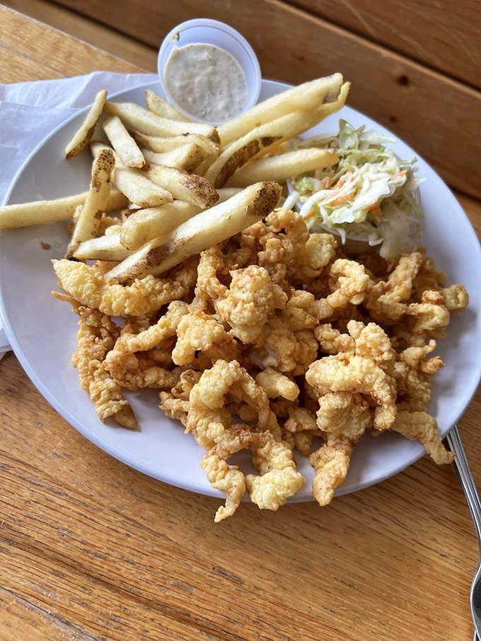 Fried clams and fries: The dynamic duo of New England comfort food, crispy enough to make other appetizers jealous. Photo credit: Bobbi G.