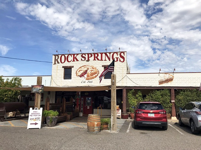 American flags flutter proudly alongside the caf&eacute;'s time-tested sign, welcoming visitors to this slice of Americana.