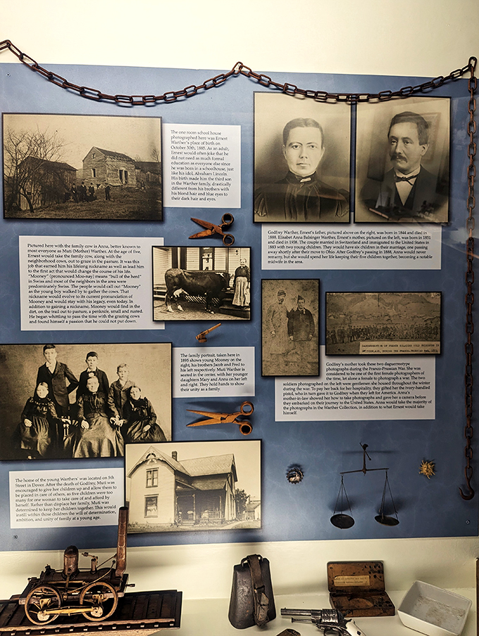 A family tree of trains and traditions. This display tells the Warther story, one carved chapter at a time.