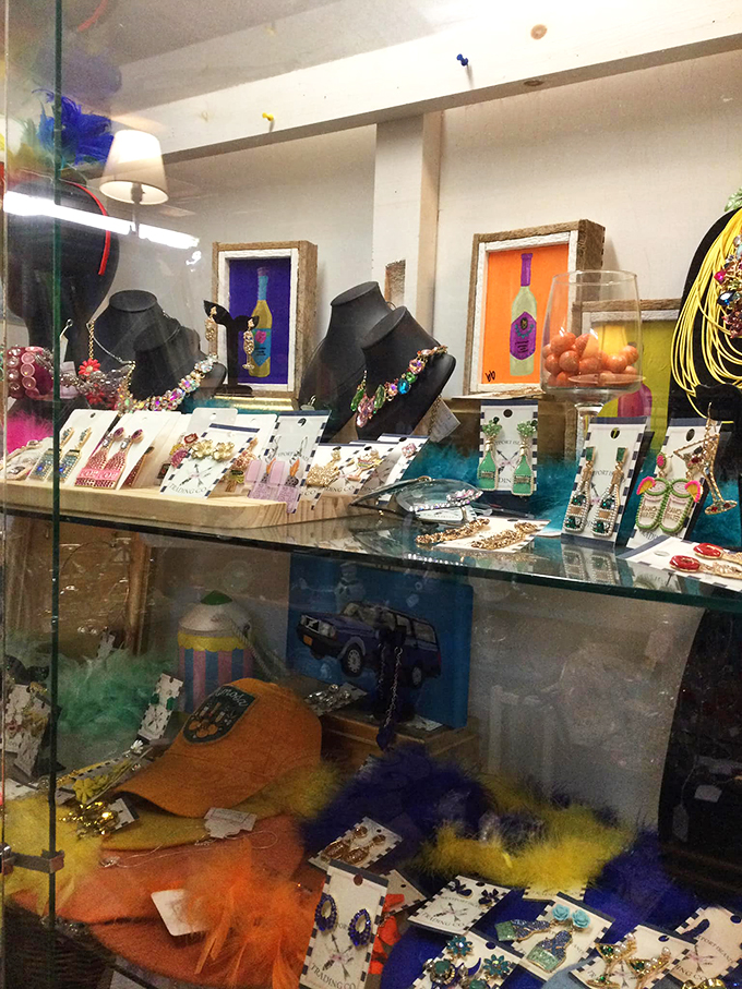 Modern meets vintage in this glittering display case. Each piece waits to begin a new chapter with its next owner.