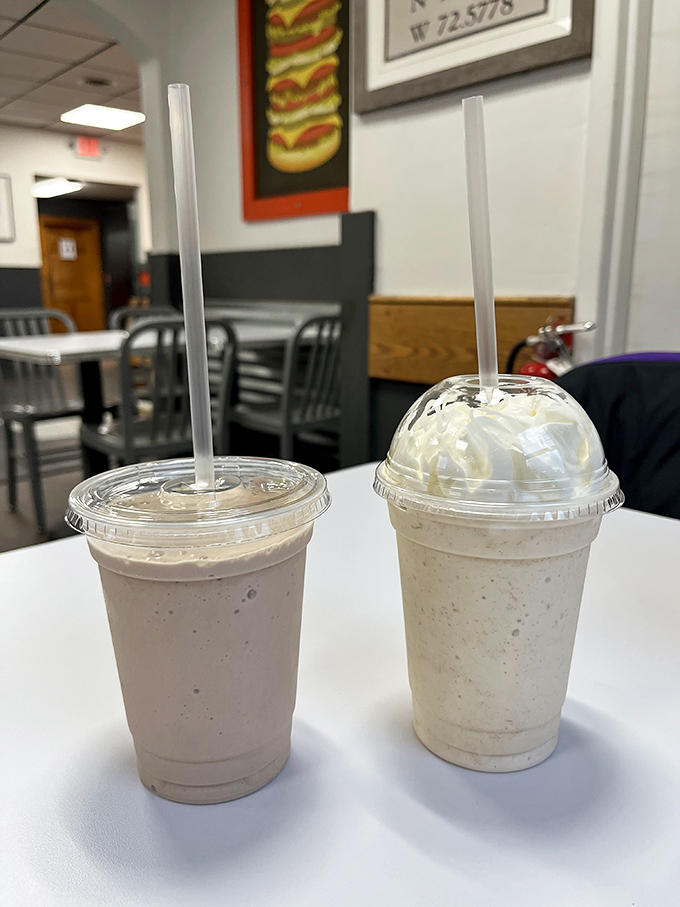 Milkshakes so thick they challenge the structural integrity of your straw, topped with clouds of whipped cream.