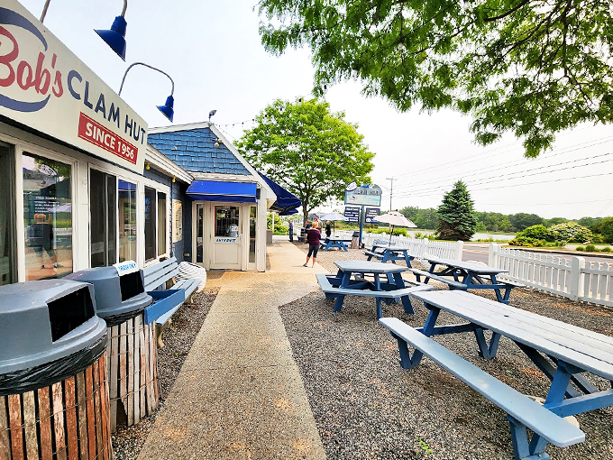 These blue picnic tables have hosted more happy meals than a fast-food empire, but with infinitely better views.