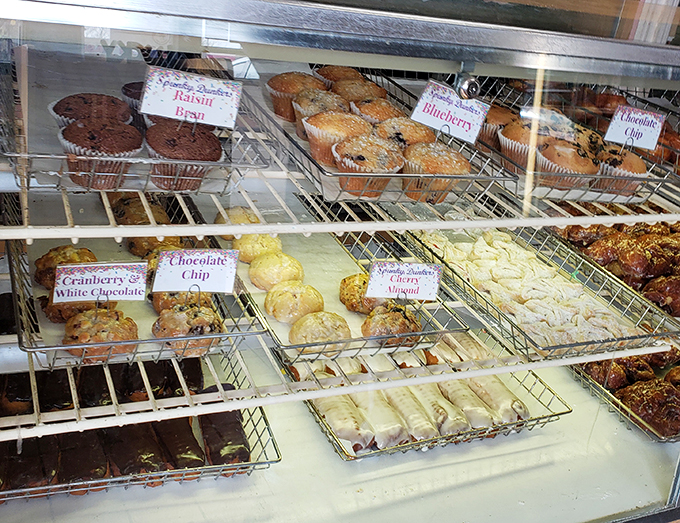 A display case that puts jewelry stores to shame! Each pastry is a gem, waiting to be savored.