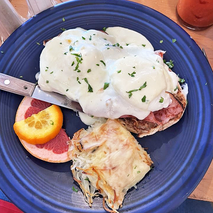 Poached eggs Mornay: When breakfast gets fancy but keeps its down-home charm. It's the George Clooney of egg dishes.