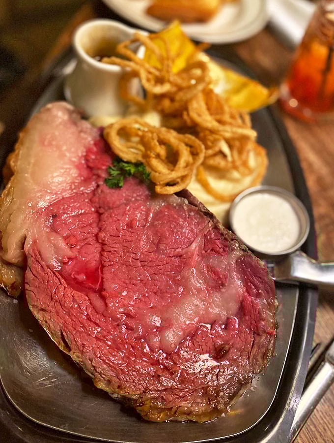 Meat your match! This prime rib is so perfectly cooked, it could make a vegetarian reconsider their life choices.