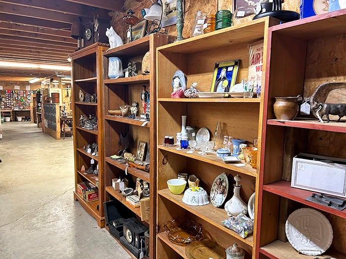 Endless shelves of curiosities stretch into infinity. It's like your great-aunt's attic decided to go into business. Photo credit: Fairfield Antique Mall