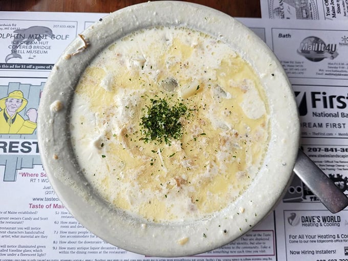 Creamy, dreamy, and oh-so-comforting. This clam chowder isn't just soup, it's a warm hug for your taste buds on a cool Maine evening.