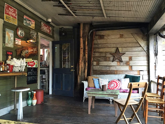 Decor that tells a thousand tales! This eclectic mix of maritime memorabilia could keep you entertained longer than a fishing story.