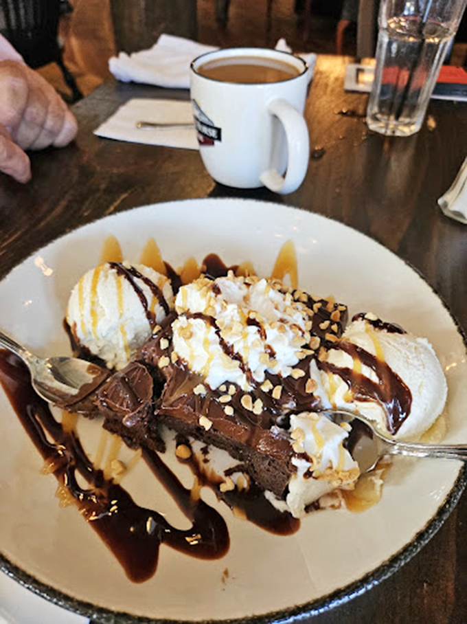 Chocolate decadence that would make Willy Wonka jealous. This dessert isn't just served, it's presented&mdash;like edible modern art.