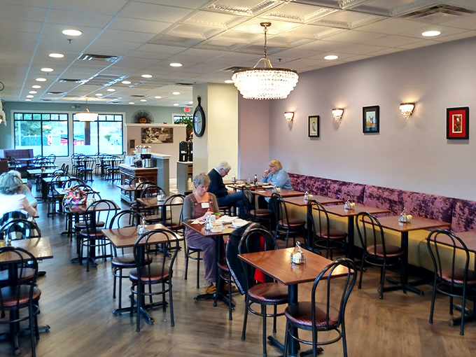 This dining room is like a cozy hug for your soul, with a side of "I can't believe I ate the whole thing" thrown in for good measure.