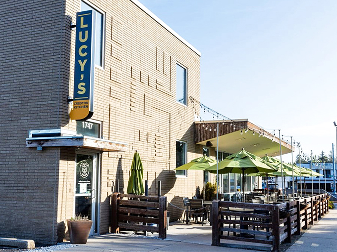 Lucy's: Where the food is as inviting as the lime-green umbrellas. Come for the breakfast, stay for the charm.