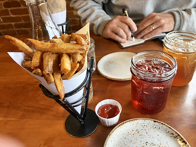 Behold, the golden towers of potato perfection! These aren't just fries; they're edible works of art.