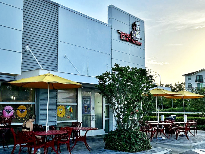 Enjoy your donuts al fresco! Because nothing says "living the good life" like munching on fried dough in the Florida sun.