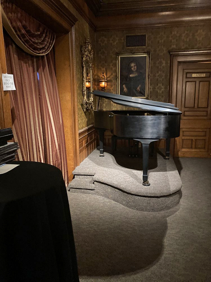A piano in the corner, waiting for its cue. Who's brave enough for a post-dinner serenade?