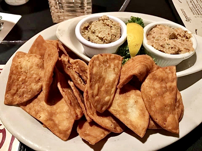Homestyle comfort meets upscale dining with these perfectly crispy house-made chips and savory spreads.