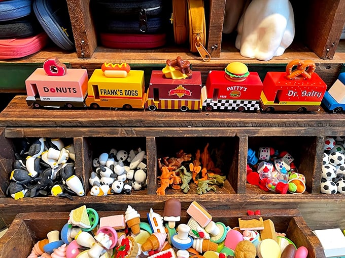 All aboard the nostalgia express! These toy food trucks serve up a heaping helping of childhood memories. No calories, just pure joy.