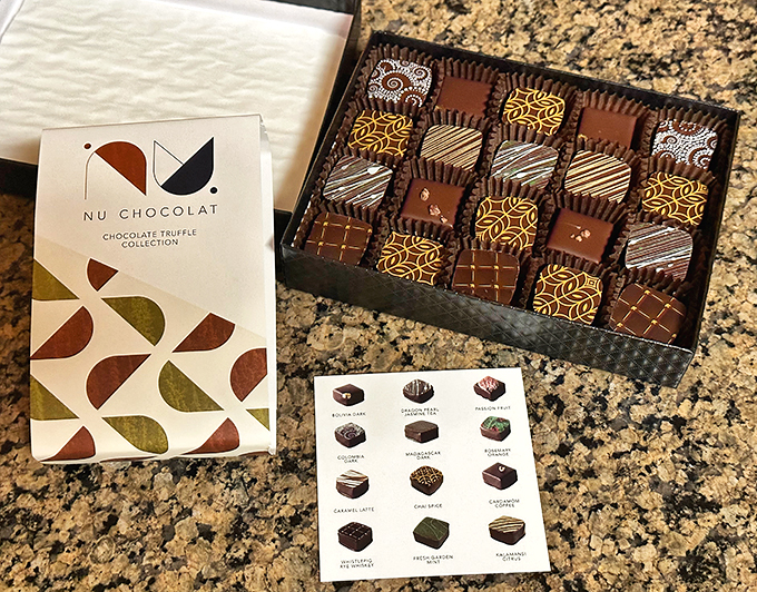 Winter wonderland outside, chocolate paradise inside! NU Chocolat's cozy seating area invites you to linger over a steaming cup and sweet treat.