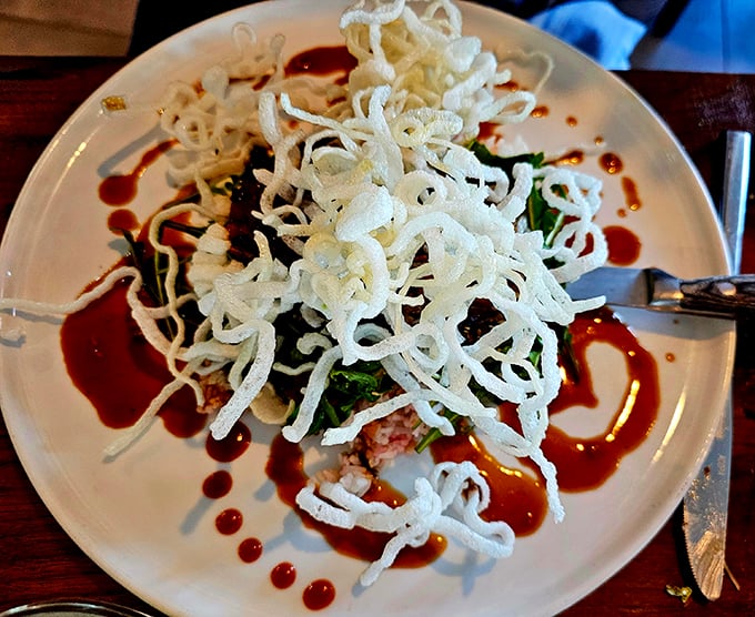 A salad that's more exciting than most people's vacations. Fresh, vibrant, and topped with a crispy surprise! Photo credit: Patricia Gray