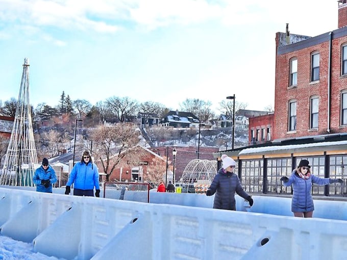 Who needs a Zamboni when you've got enthusiastic locals? Stillwater's riverside rink is where winter fun comes to play.