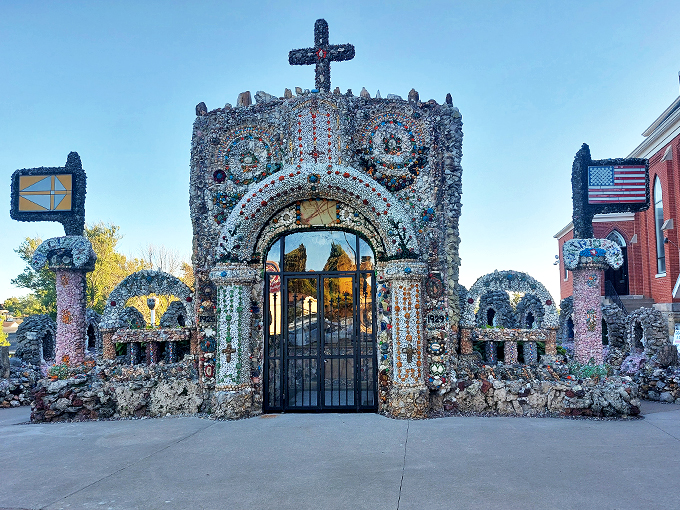 Mosaic meditation station! Holy Ghost Park proves that sometimes, less glitter is more spiritual.