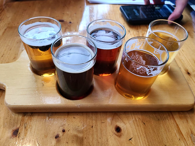 Liquid gold sampler: A rainbow of brews that would make any leprechaun trade in his pot of gold.