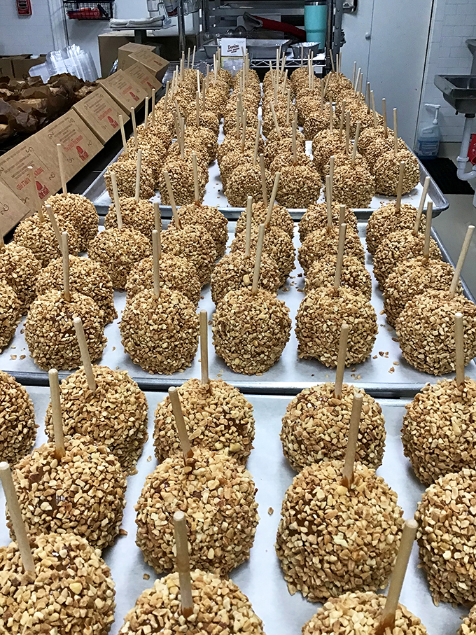 Caramel apples, all dressed up and ready to party. These beauties are the belle of the fall ball.