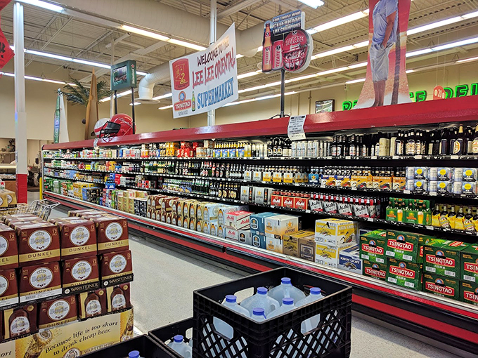 Quench your thirst for adventure! This beverage aisle is like a liquid United Nations, with diplomats from every corner of the globe.