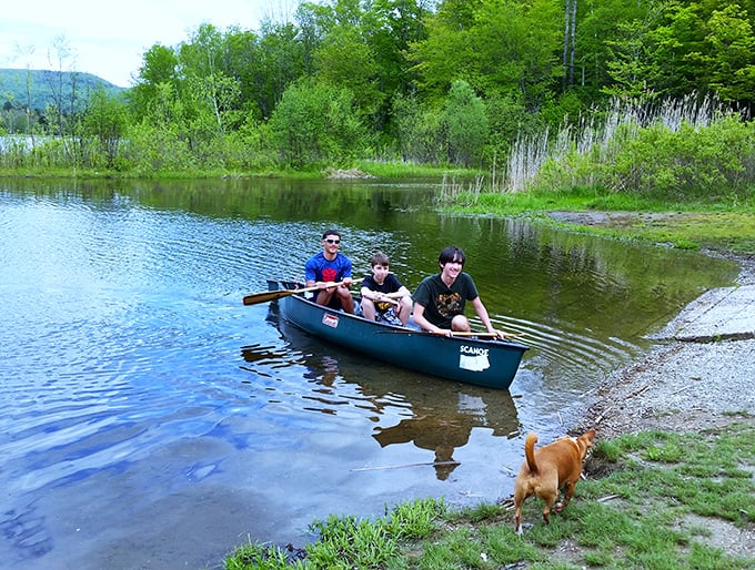 All aboard the S.S. Adventure! These intrepid paddlers are about to embark on a voyage of discovery across the mighty... pond.