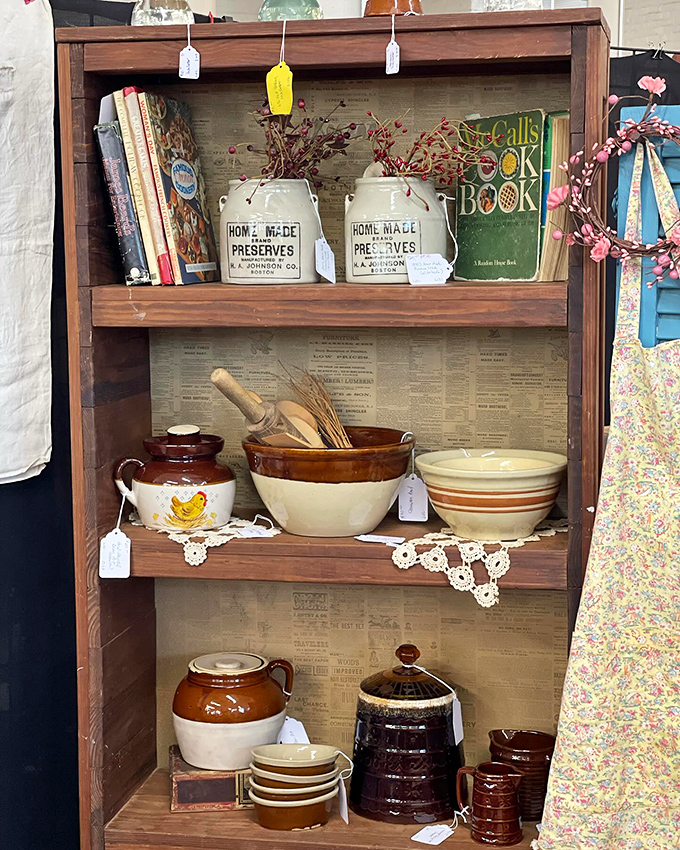 From homemade preserve jars to charming chicken-adorned pottery, these kitchen treasures spark memories of grandma's pantry.