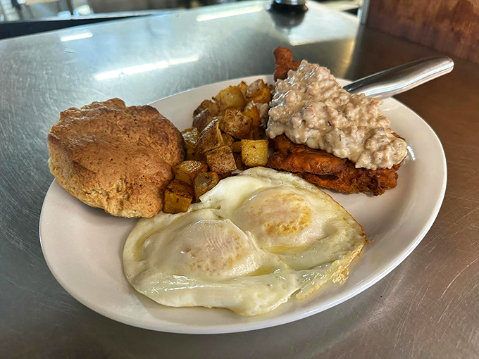 Chicken fried steak: where comfort food meets cardiac adventure. This crispy, gravy-smothered delight is worth every extra minute on the treadmill.