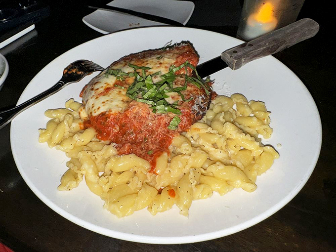 Chicken Parmesan: the dish that hugs you from the inside out. This beauty is so cheesy and saucy, it could star in its own Italian soap opera. Photo credit: Leteecia H.