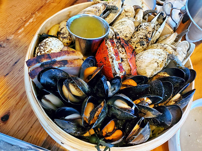 The clam bake: a cornucopia of crustaceans that would make Sebastian from "The Little Mermaid" run for cover. Dive in and get messy!