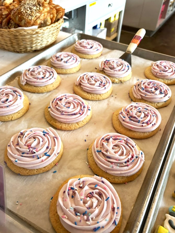Frosted sugar cookies swirled with such precision, they're almost too pretty to eat.Almost.