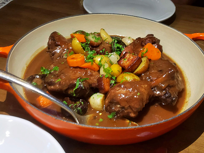 This isn't just stew, it's a warm hug in a bowl. Tender meat and veggies swimming in a sauce so good, you'll want to bathe in it.