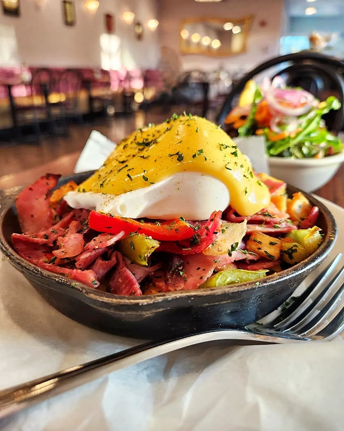 Irish eyes are smiling on this Corned Beef & Hash Benedict. It's like St. Patrick's Day for your mouth, any day of the year.