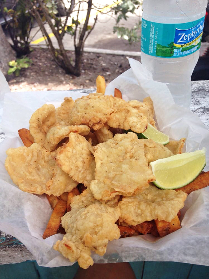 Crispy, golden, and utterly irresistible! This cracked conch is like the potato chip of the sea &ndash; bet you can't eat just one!