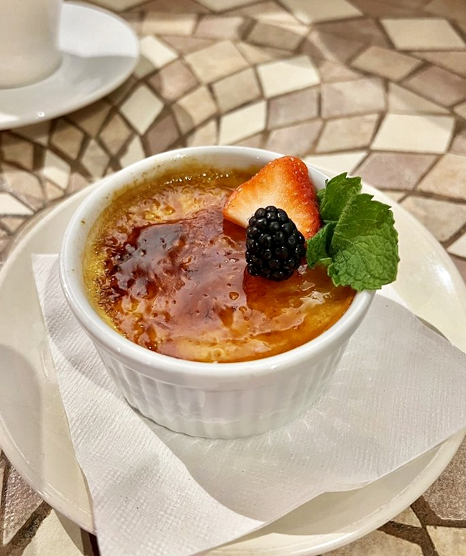 A classic French dessert gets dressed up with fresh berries - crack through that caramelized top for pure joy.