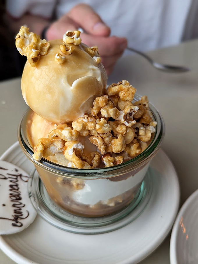This isn't just dessert &ndash; it's a sweet symphony of ice cream and caramel popcorn that hits all the right notes. Photo credit: Lisa Tilson