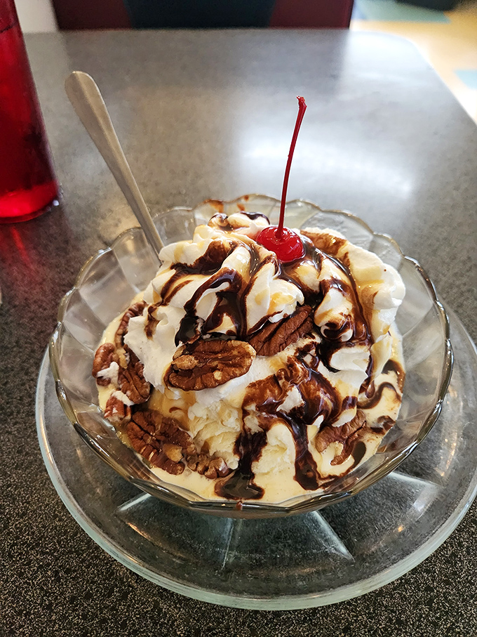 Behold, the sundae that puts the 'sin' in sinfully delicious. Diets, beware &ndash; resistance is futile in the face of such creamy temptation.