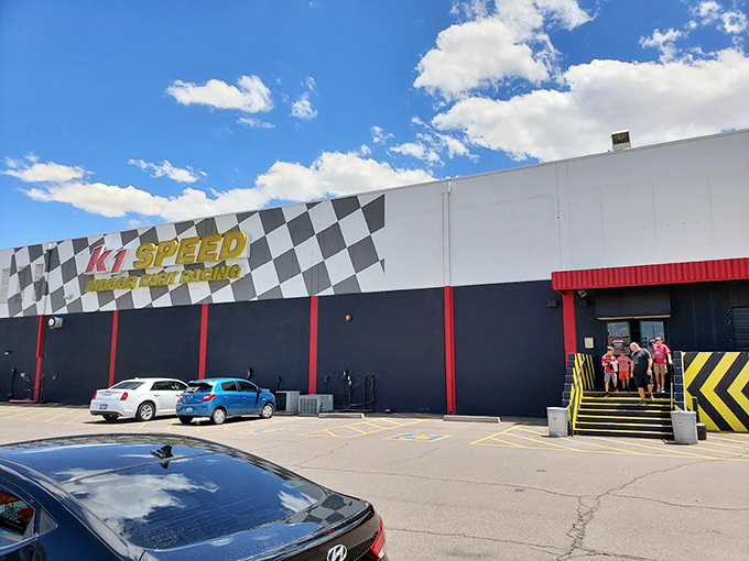 The temple of zoom! K1 Speed's exterior promises a world of high-octane thrills just beyond those doors.