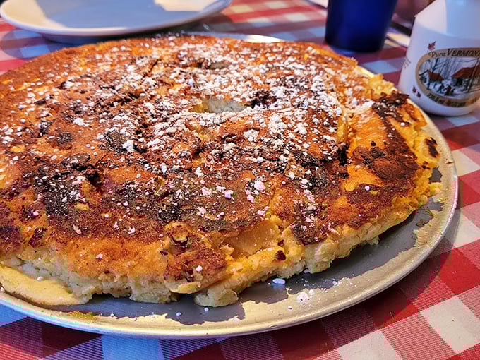 Another view of the legendary pancake that makes regular flapjacks look like silver dollars in comparison.