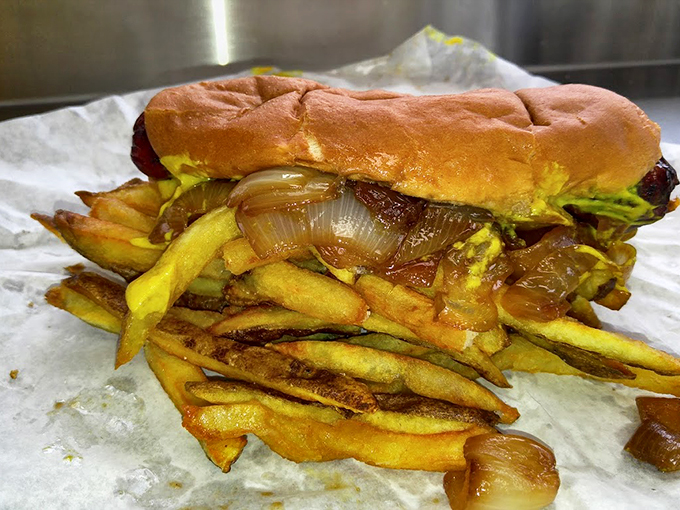 Caramelized onions cascade over a char-grilled masterpiece, proving some sandwiches deserve their own hall of fame.