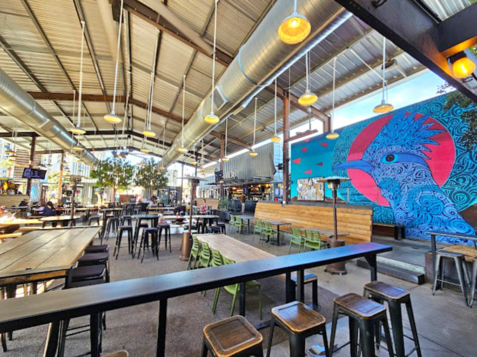 Exposed ductwork meets desert murals in this airy space where Phoenix's creative spirit finds its home.