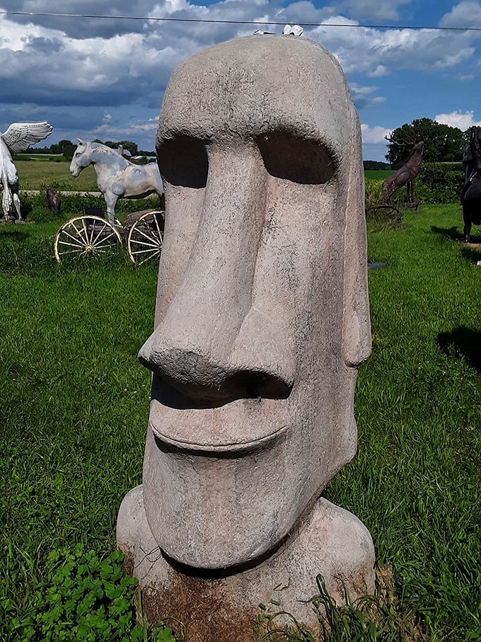 Easter Island called, they want their statue back! But we think this stoic fellow looks right at home guarding the Wisconsin prairie.