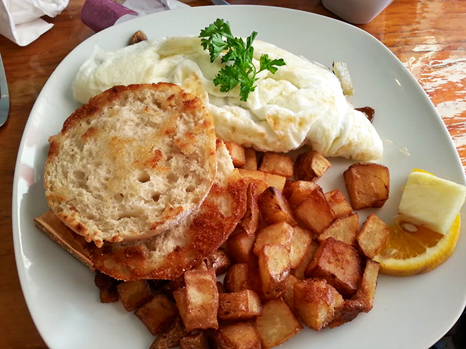 Fresh eggs transformed into a fluffy canvas, painted with local ingredients and morning sunshine.